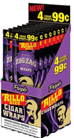 Zig Zag Purple Rillo Size Cigar Wraps 15-4ct - 60 wraps each box ...